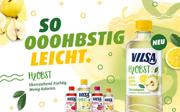 Überraschend fruchtig: Mit VILSA H2Obst „Apfel-Quitte-Zitrone“ leicht ...